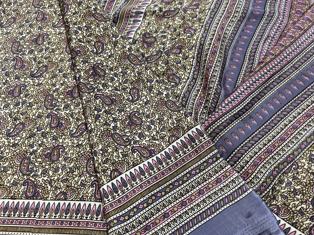 Vintage Seide Saree Rasgulla Seide Sari Stoff 5 Yard Crepe Seide Stoff ...