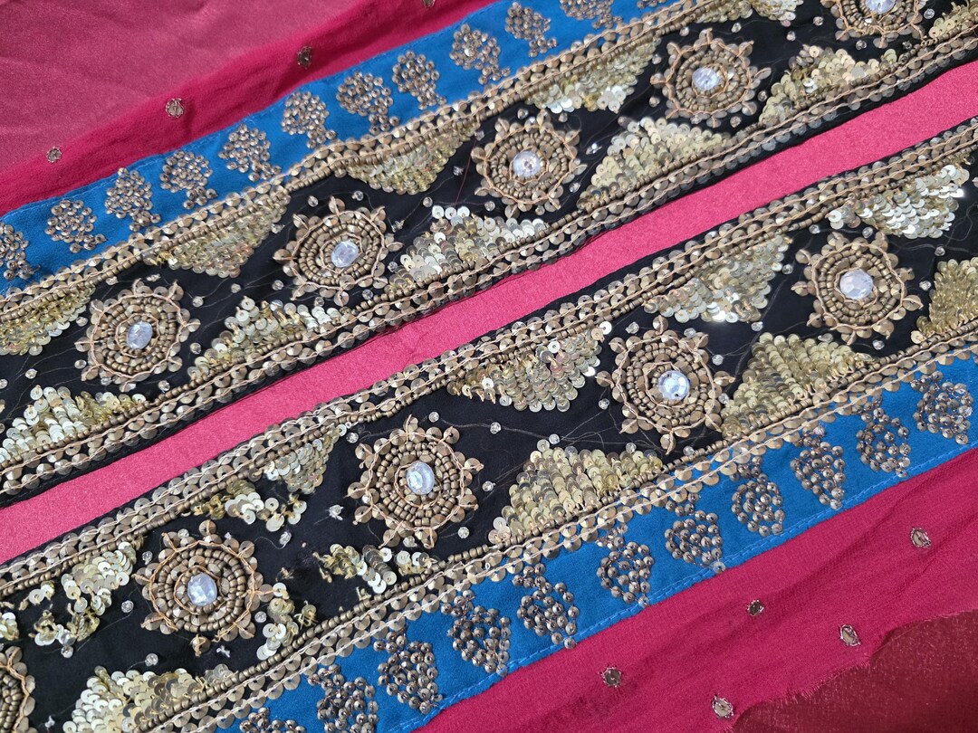 Vintage Sari Border: Embroidered Indian Trim, DIY Costume Fabric - Etsy