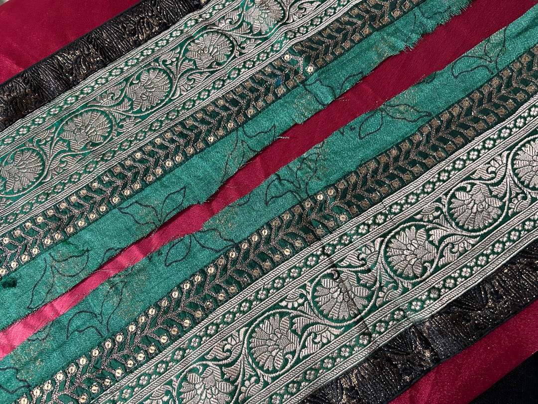 Vintage Saree Border Brocade Border Saree Trim Vintage Sari Trim Craft Supply DIY Home Decor ...