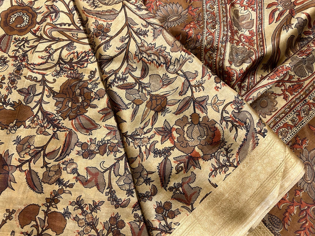 Vintage Silk Sari 100% Pure Silk Saree Printed Silk Fabric Indian Silk ...