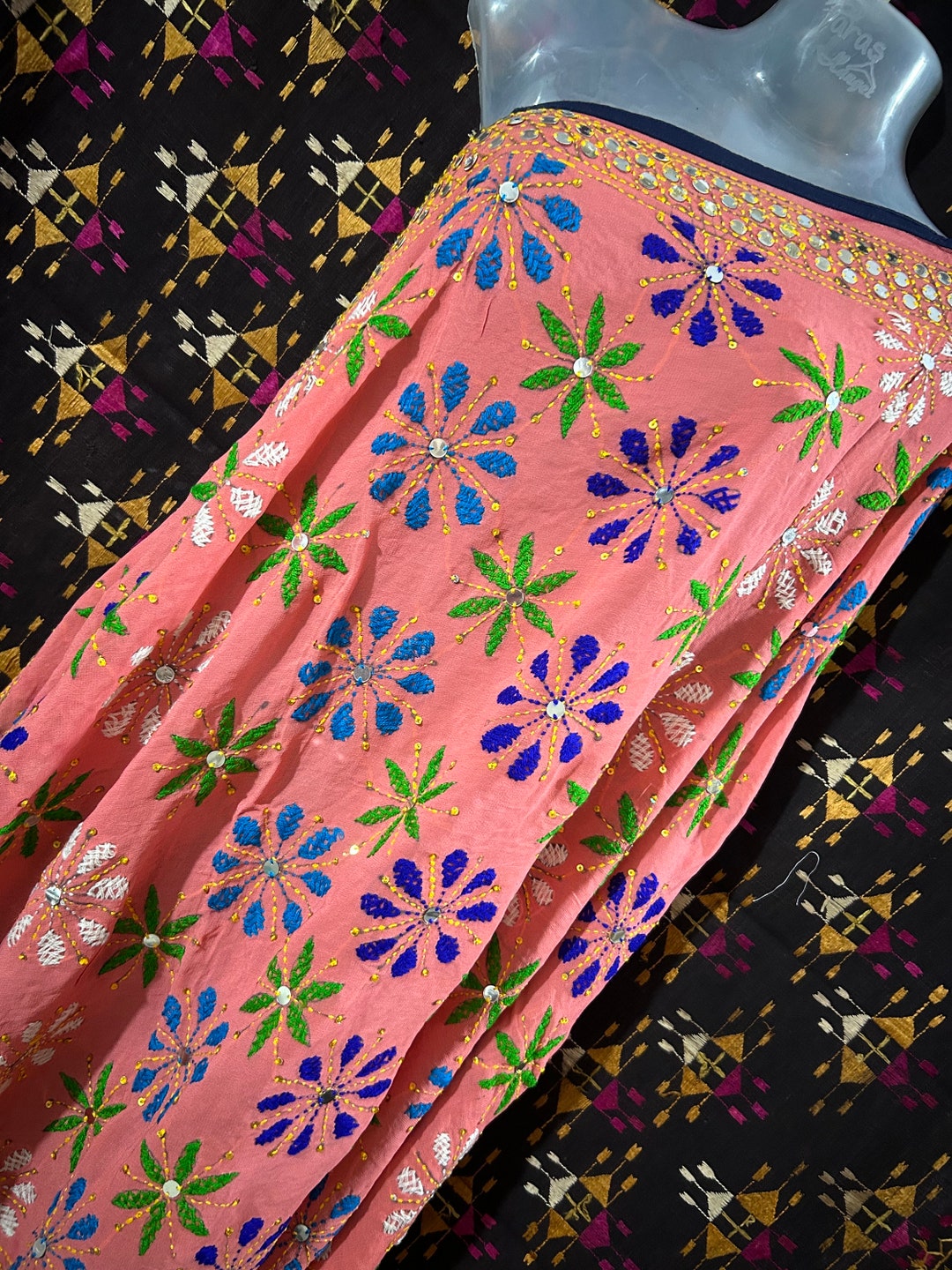 Vintage Phulkari Dupatta Hand Embroidery Dupatta Georgette - Etsy