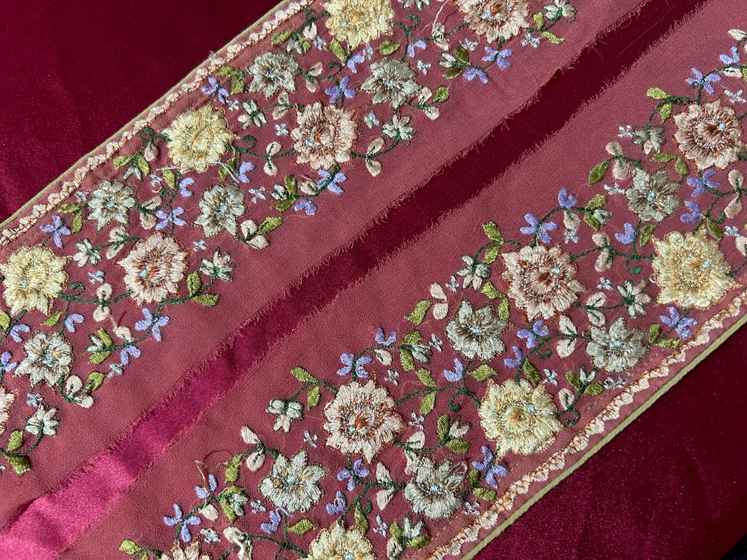 Vintage Saree Border: Embroidered Indian Sari Trim, DIY Costume Ribbon ...