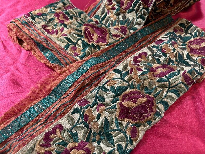 Vintage Saree Border Craft Decor Vintage Sari Trims Indian Sari Border Designer Embroidery ...