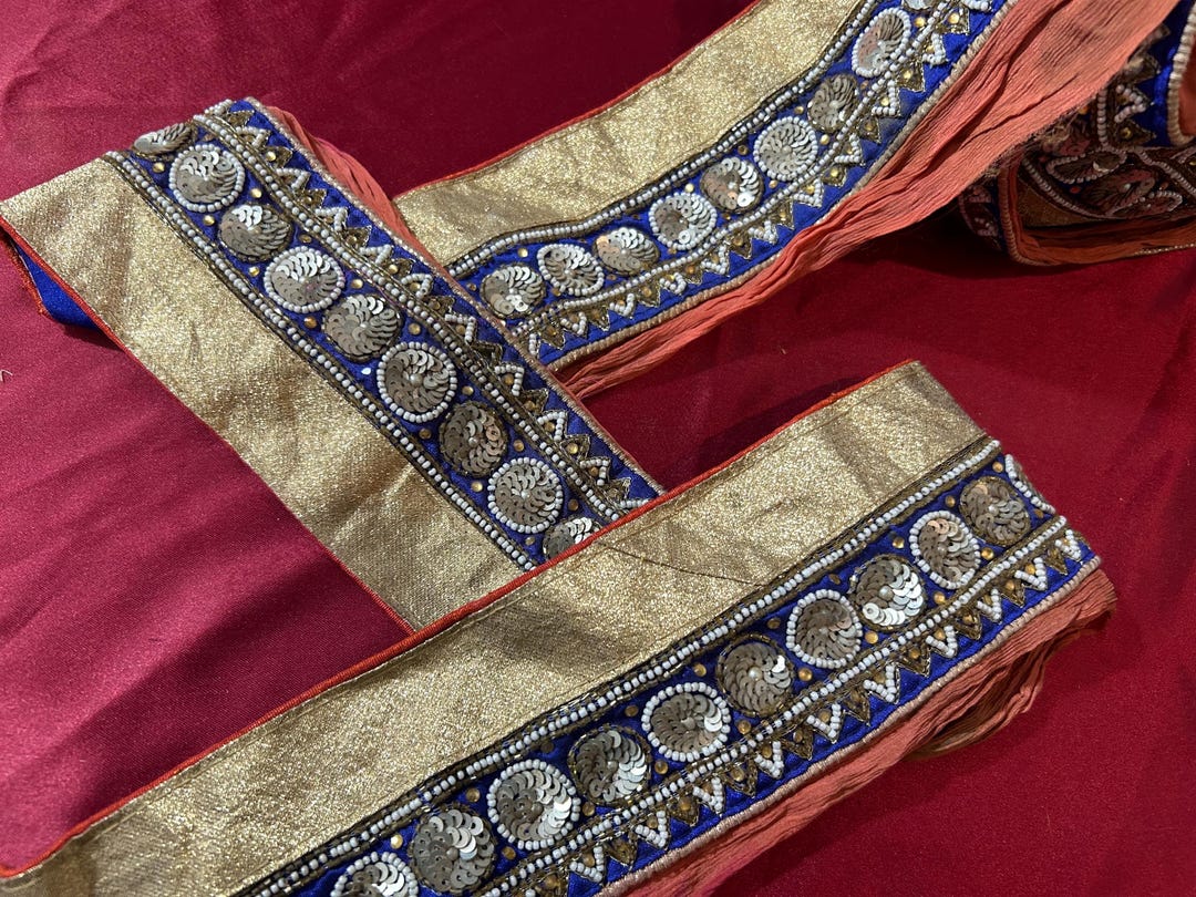 Vintage Saree Border: Embroidered Indian Sari Trim, DIY Costume Fabric ...