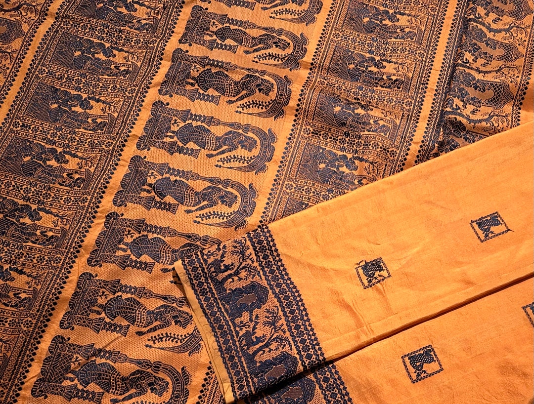 Vintage Pure Silk Saree Baluchari Saree Hand Woven Saree Wedding Wear ...