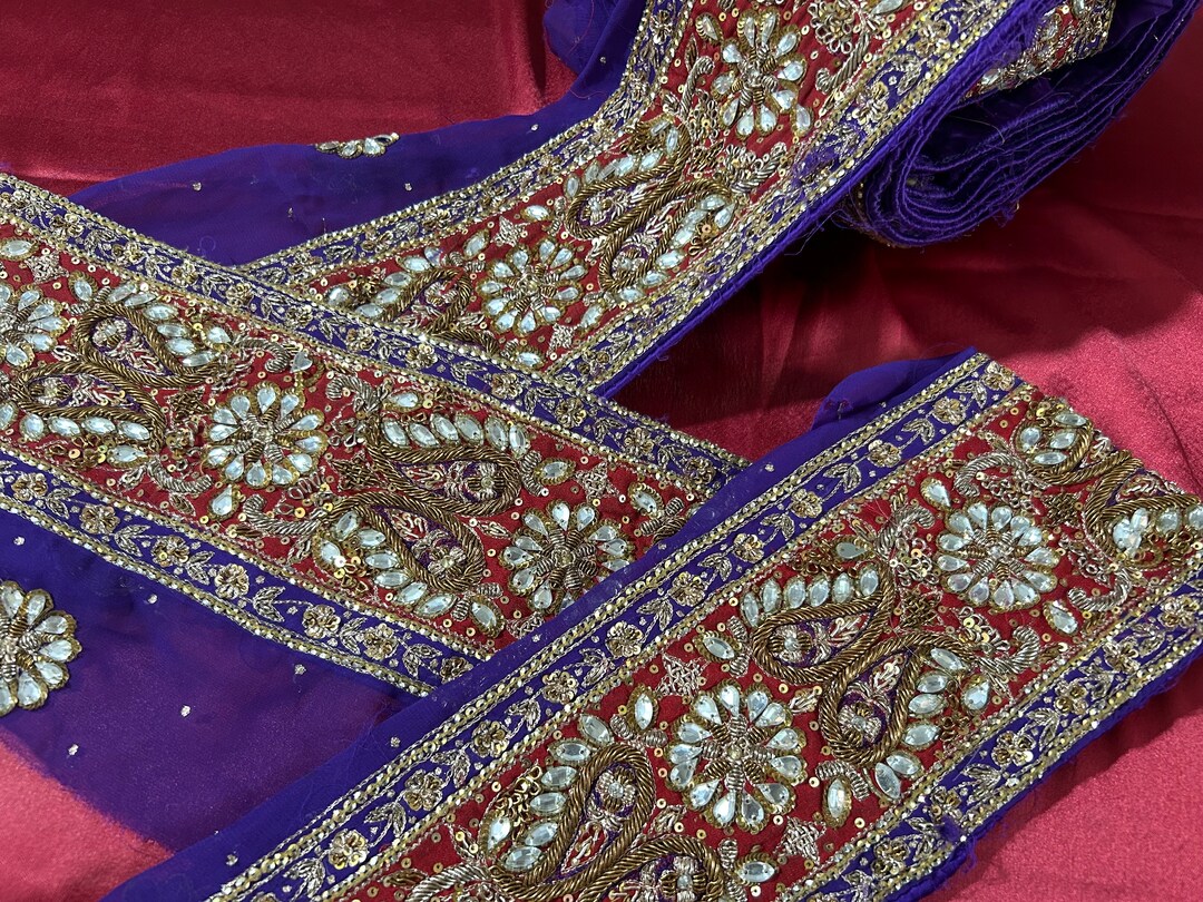 Vintage Saree Border Craft Decor Vintage Sari Trims Indian Sari Border Designer Embroidery ...