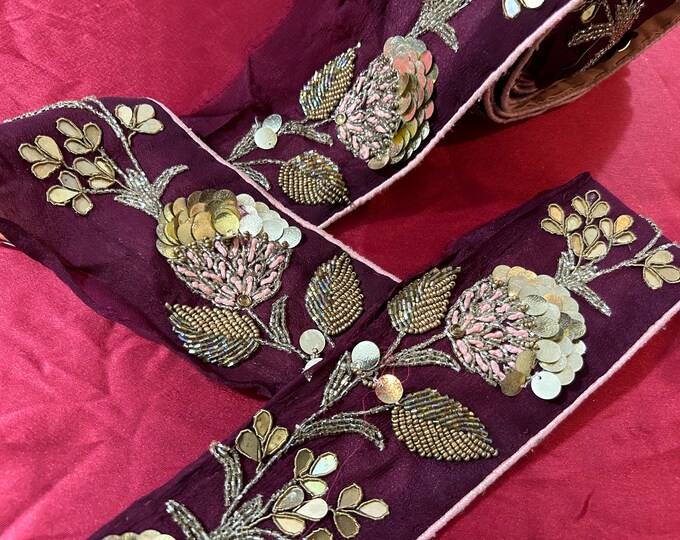 Vintage Saree Border Craft Decor Vintage Sari Trims Indian Sari Border Designer Embroidery ...