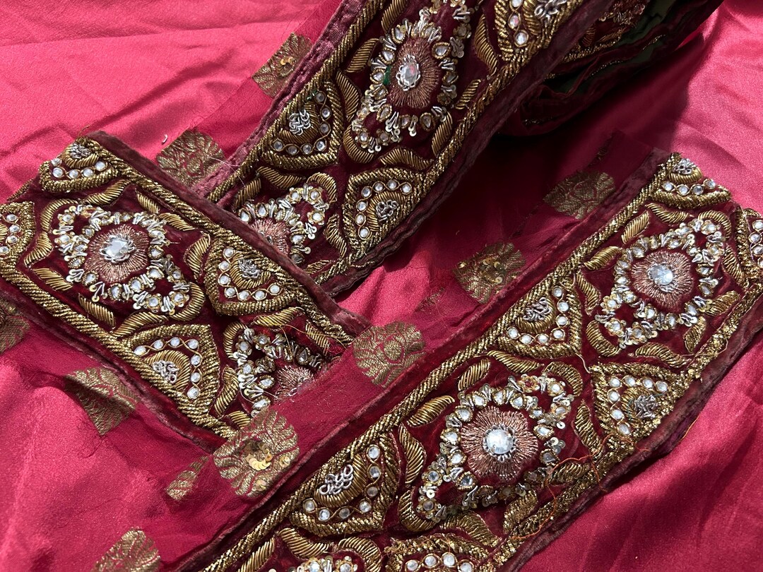 Vintage Saree Border Craft Decor Vintage Sari Trims Indian Sari Border Designer Embroidery ...
