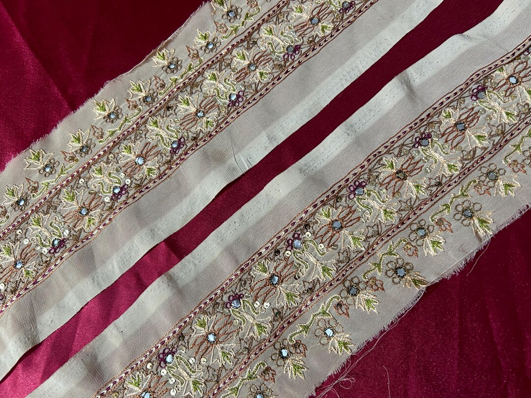 Vintage Saree Border Embroidery Border Saree Trim Vintage Sari Trim Craft Supply DIY Home Decor ...