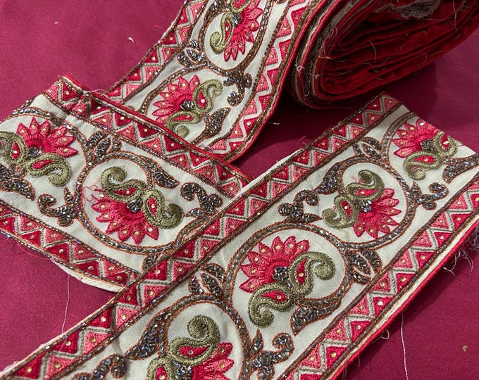 Vintage Saree Border Craft Decor Vintage Sari Trims Indian Sari Border Designer Embroidery ...