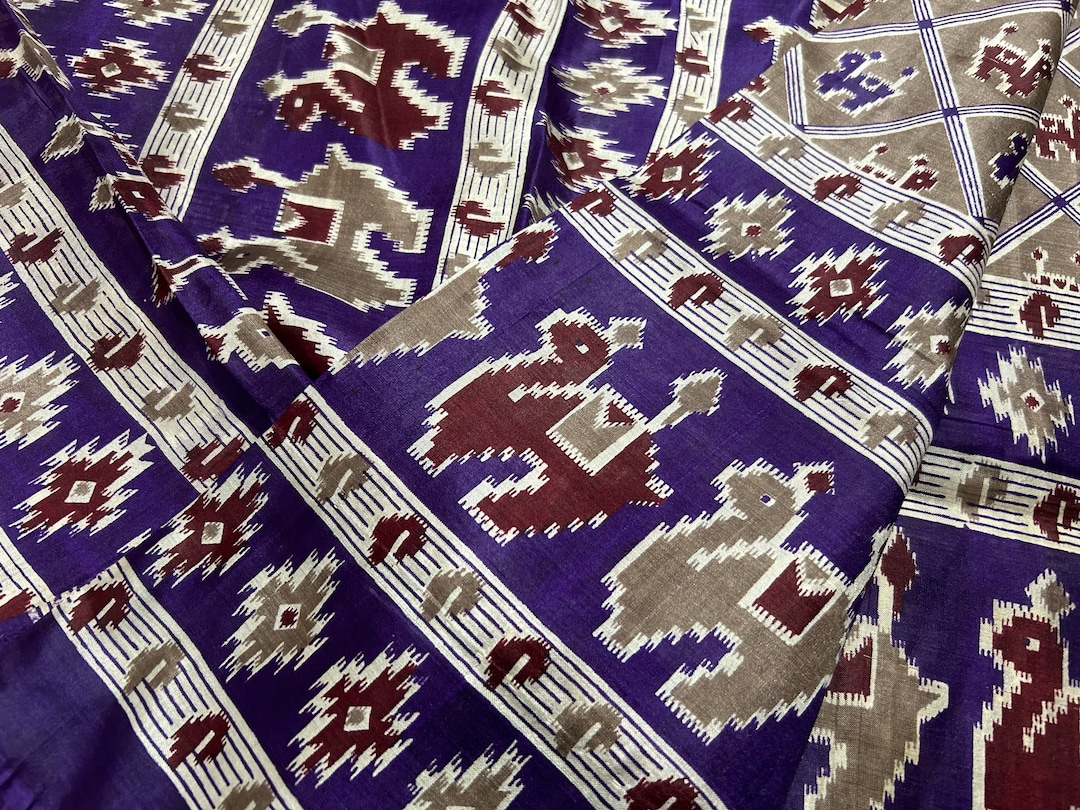 Vintage Seide Sari 100% reine Seide Saree Gedruckt Seide Stoff Indische ...