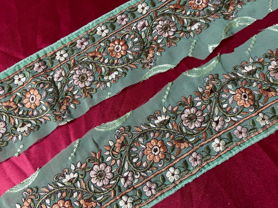 Vintage Saree Border Embroidery Border Saree Trim Vintage Sari Trim Craft Supply DIY Home Decor ...