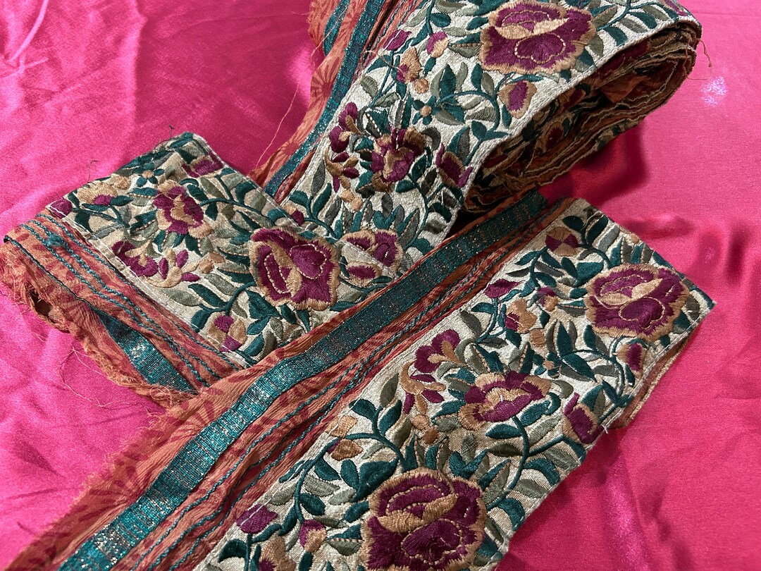 Vintage Saree Border Craft Decor Vintage Sari Trims Indian Sari Border Designer Embroidery ...