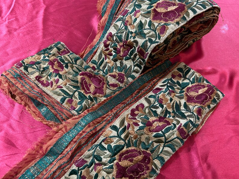 Vintage Saree Border Craft Decor Vintage Sari Trims Indian Sari Border Designer Embroidery ...