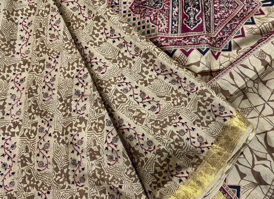 Vintage Seide Sari 100% reine Seide Sari Stoff 5 Yard Seide Stoff Seide ...