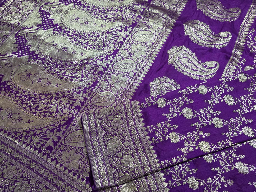 Vintage Ranghkat Brocade Saree 100% Pure Satin Silk Banarasi Brocade ...