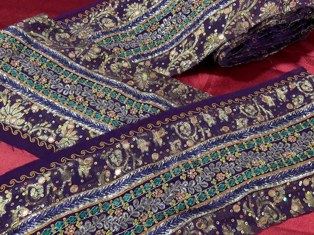 Vintage Saree Border Craft Decor Vintage Sari Trims Indian Sari Border Designer Embroidery ...