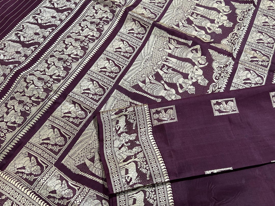 Vintage Special Baluchari Saree 100% Pure Silk Hand Woven Saree Wedding ...