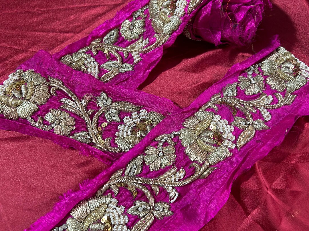 Vintage Saree Border Craft Decor Vintage Sari Trims Indian Sari Border Designer Embroidery ...