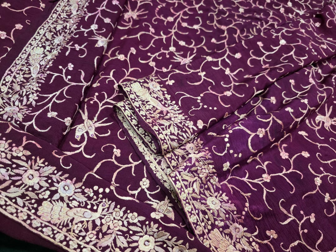 Vintage Parsi Embroidery Gara Saree Vintage Sari Vintage Parsi Sari ...