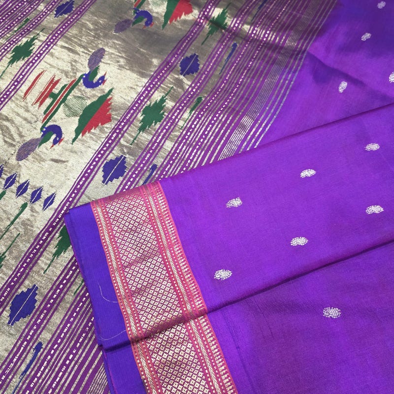 Purple Handloom Paithani - Etsy