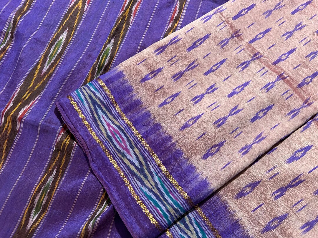 Vintage Pure Silk Saree 100% Ikat Patola Indian Sari Pochampally Hand ...