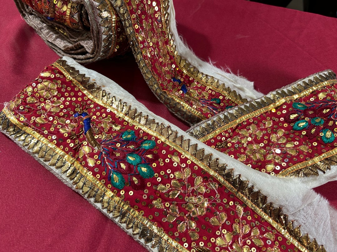 Vintage Saree Border Gota Patti Trim Vintage Sari Trims Indian Sari Border Designer Embroidery ...