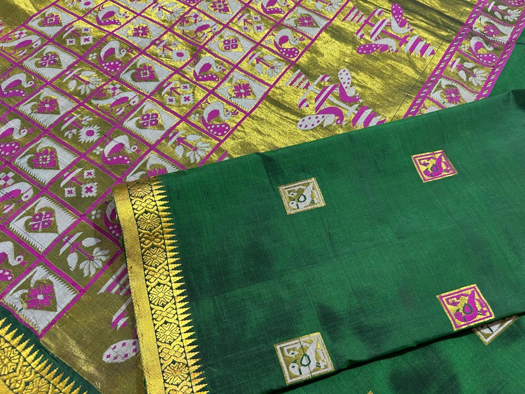 Vintage Pure Silk Saree Paithani Hand Embroidery Handloom Saree Wedding ...
