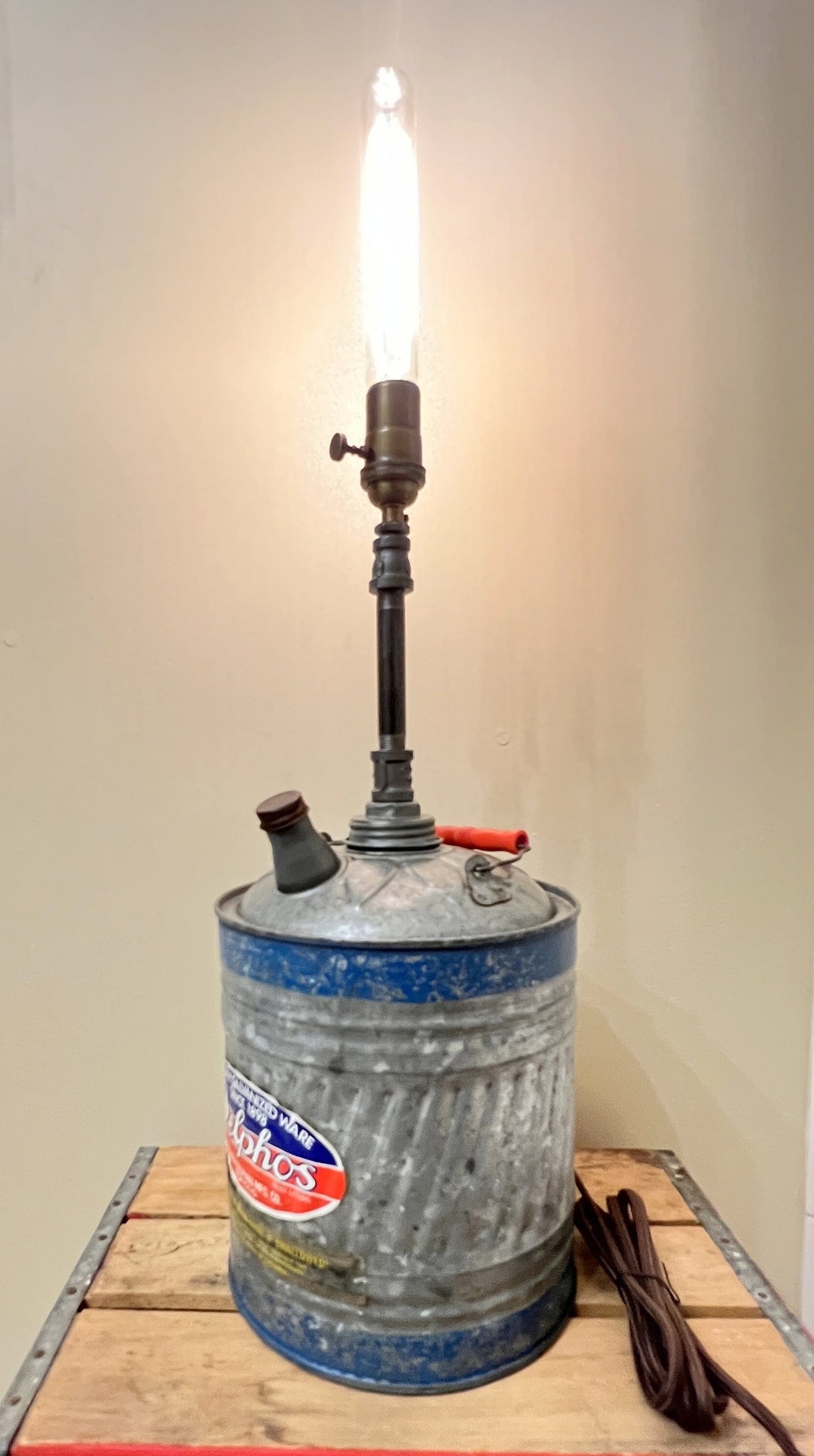 Medium Vintage Galvanized Gas Can Lamp - Etsy