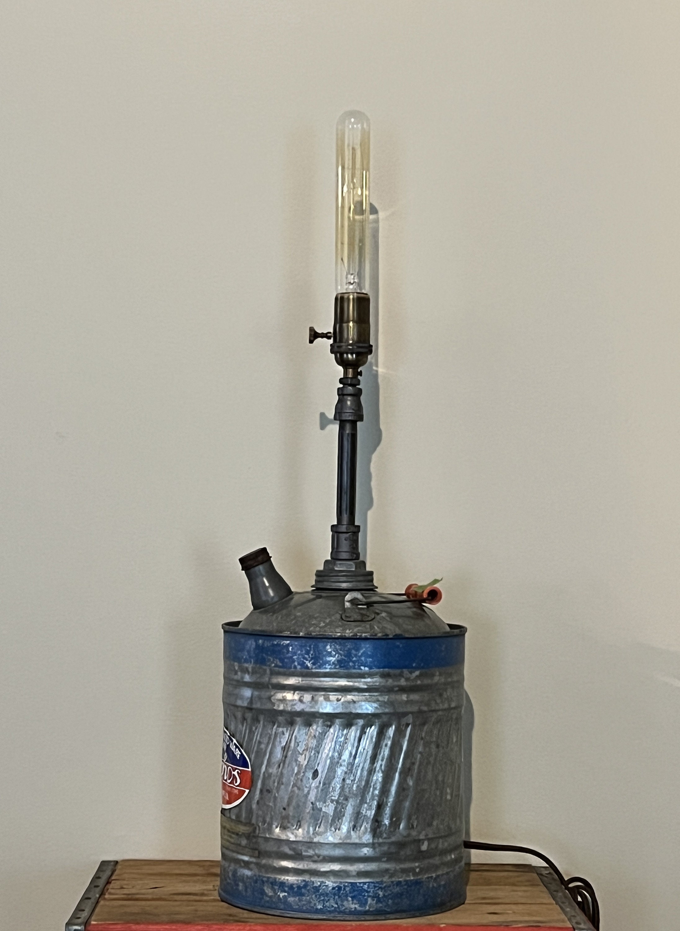 Medium Vintage Galvanized Gas Can Lamp - Etsy