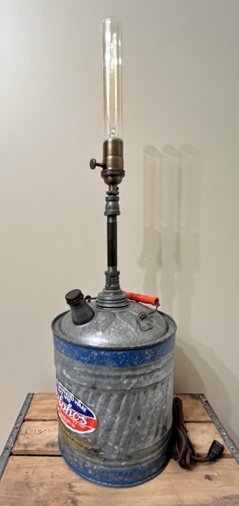 Medium Vintage Galvanized Gas Can Lamp - Etsy