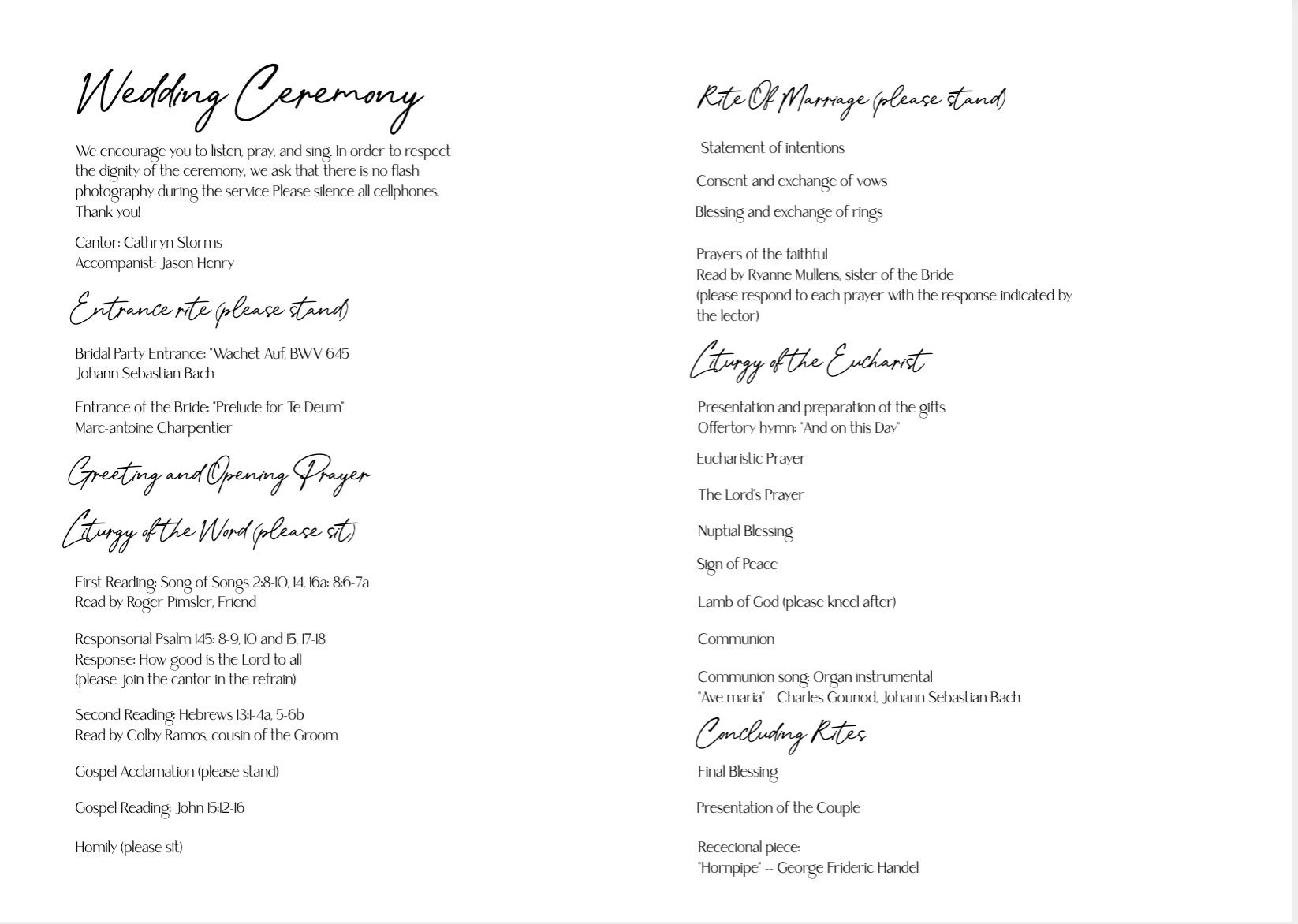 Catholic Wedding Mass Program Template Simple Elegance - Etsy