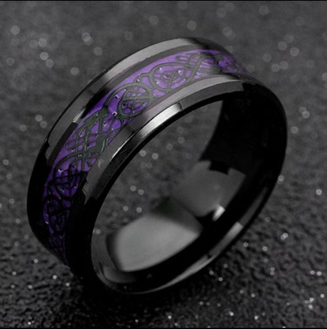 Purple & Black Celtic Dragon Ring - Etsy