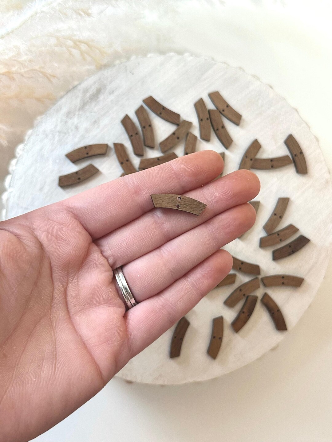 Walnut Wood Curved Rectangle Connector (10pc) | Jewelry Components ...