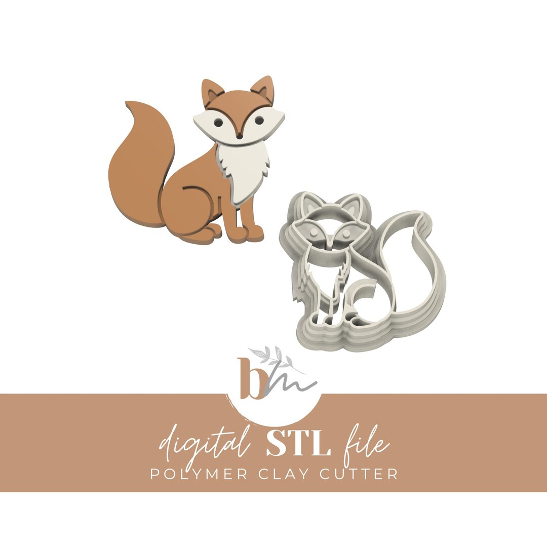 Embossed Fox | Digital STL File | Polymer Clay Cutters & Tools - Etsy