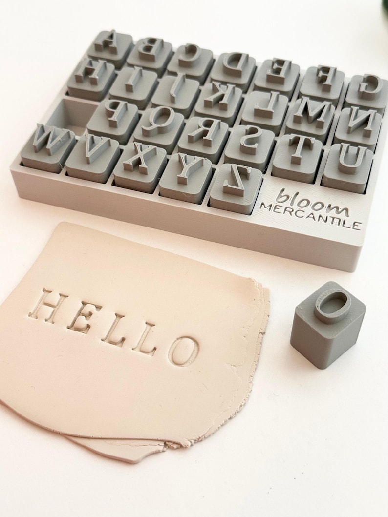 1/2" Serif Font Uppercase Letter Stamps and Container | Polymer Clay ...