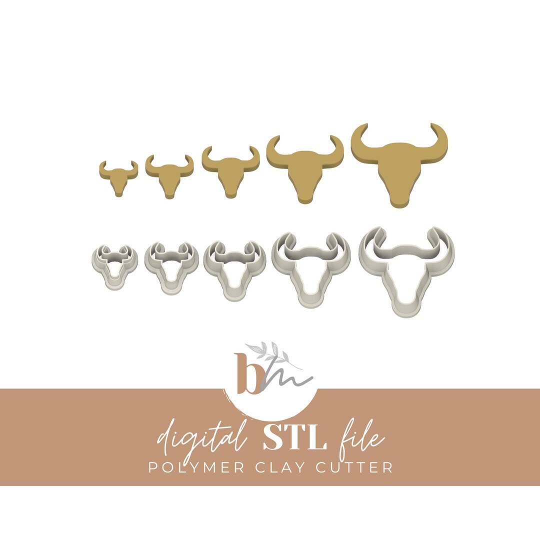 Bull Head - 5 Sizes | Digital STL File | Polymer Clay Cutters & Tools ...