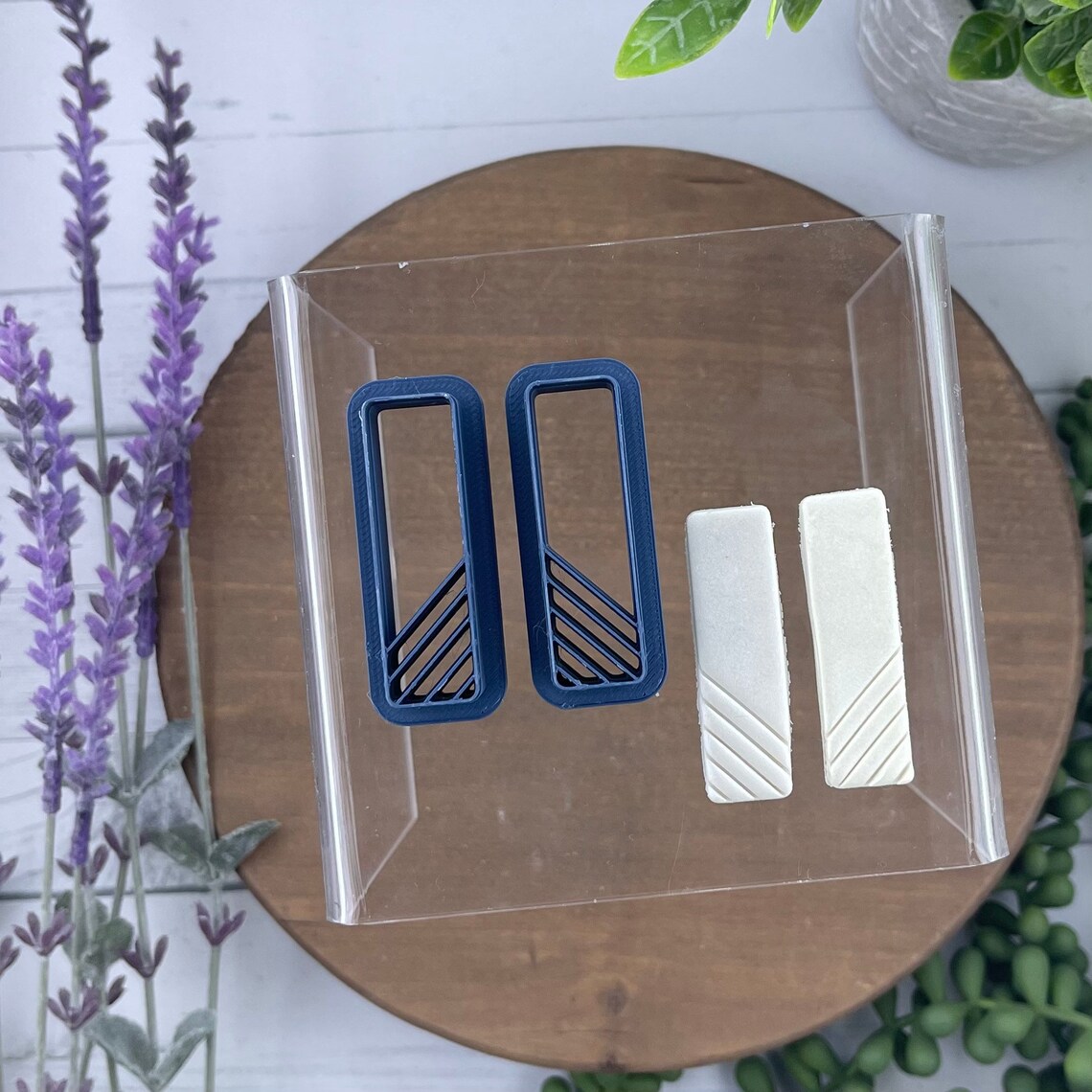 Long Skinny Rectangle With Diagonal Embossed Lines Set of 2 - Etsy