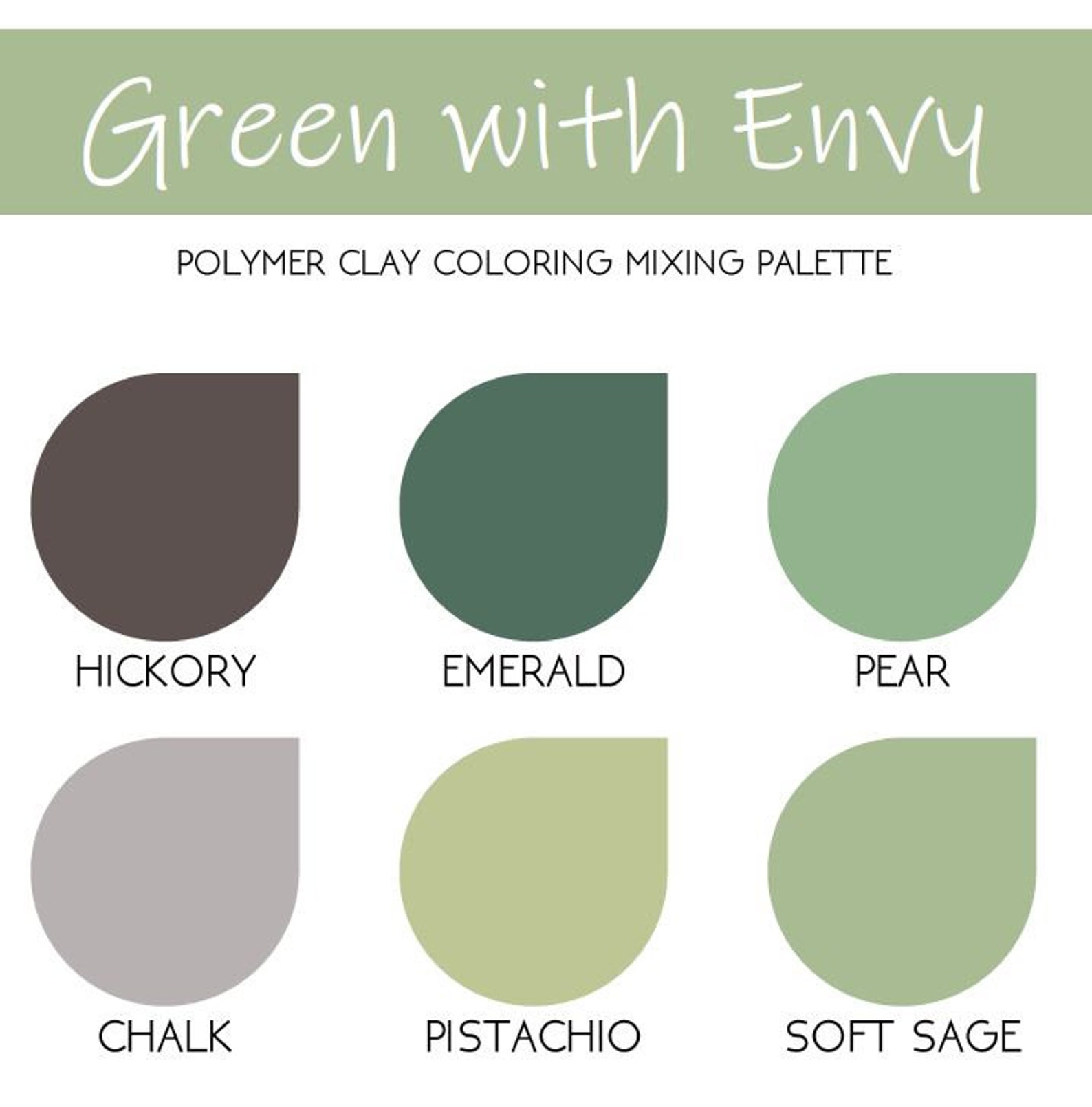 Green With Envy Polymer Clay Color Recipes Greens Chalk - Etsy