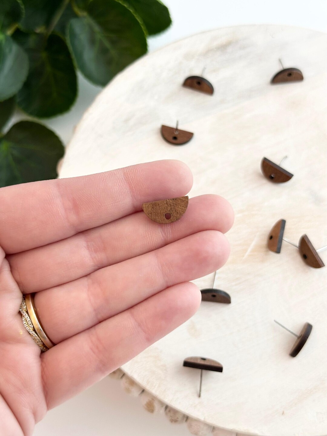 Short Half-circle Wood Earring Post - Walnut (10pc) | Jewelry ...