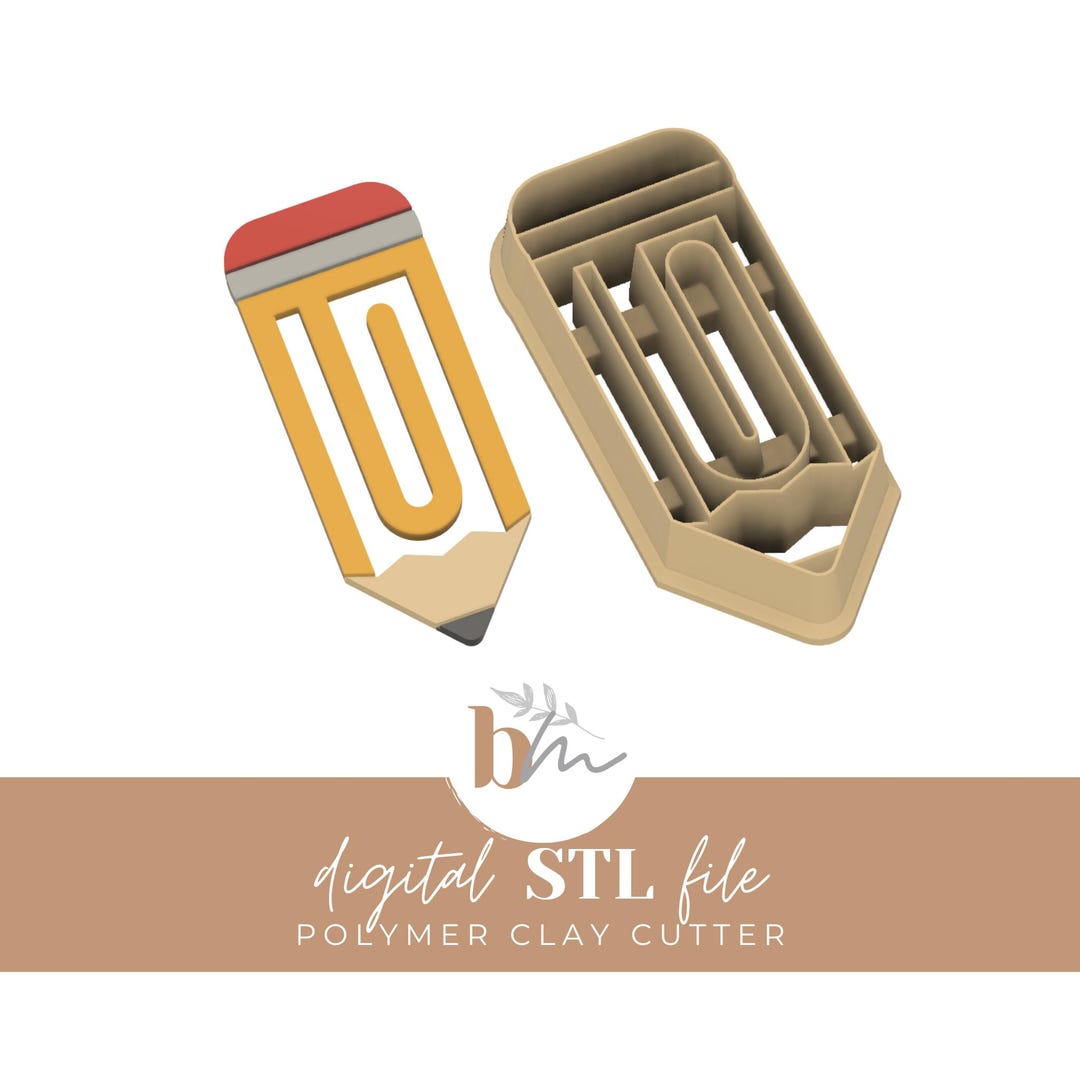 Pencil Paperclip Bookmark | Digital STL File | Polymer Clay Cutters ...