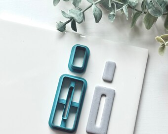 Long Skinny Rectangle With Diagonal Embossed Lines Set of 2 Polymer ...