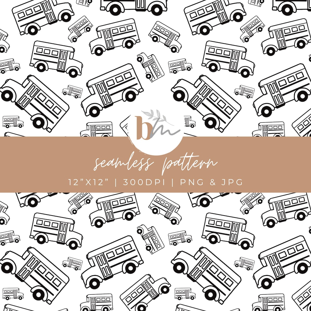 School Buses | Digital Seamless Pattern | PNG, JPG | Instant Download ...