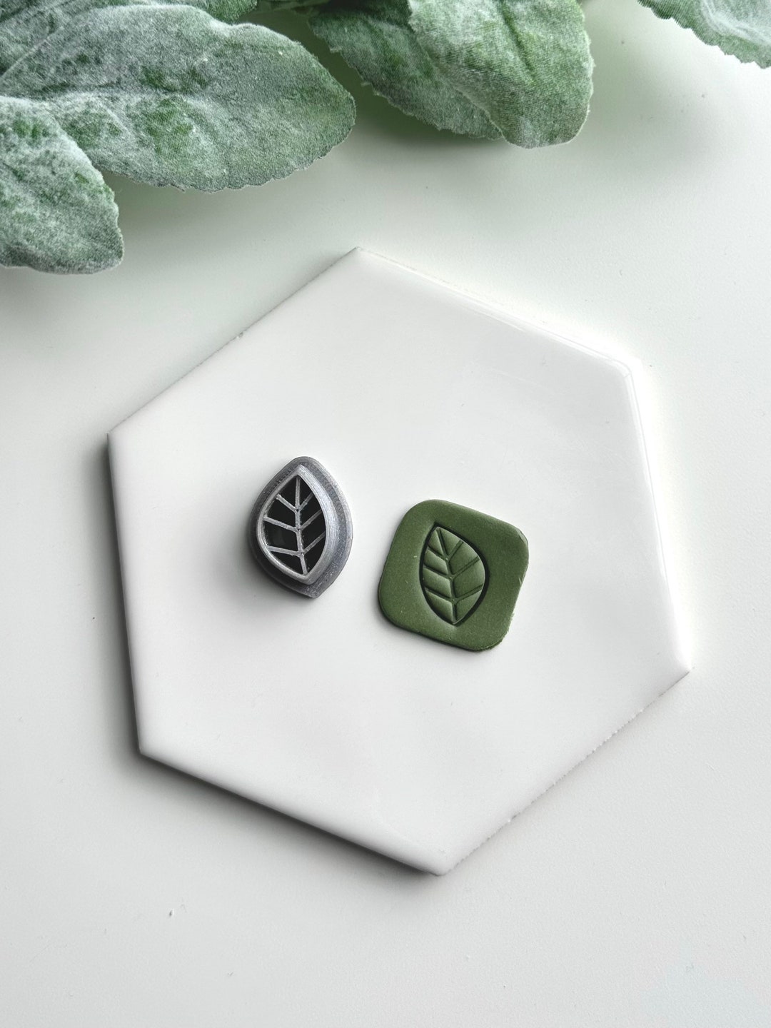 Mini Embossed Leaf Stud Topper Botanical Polymer Clay Cutter - Etsy