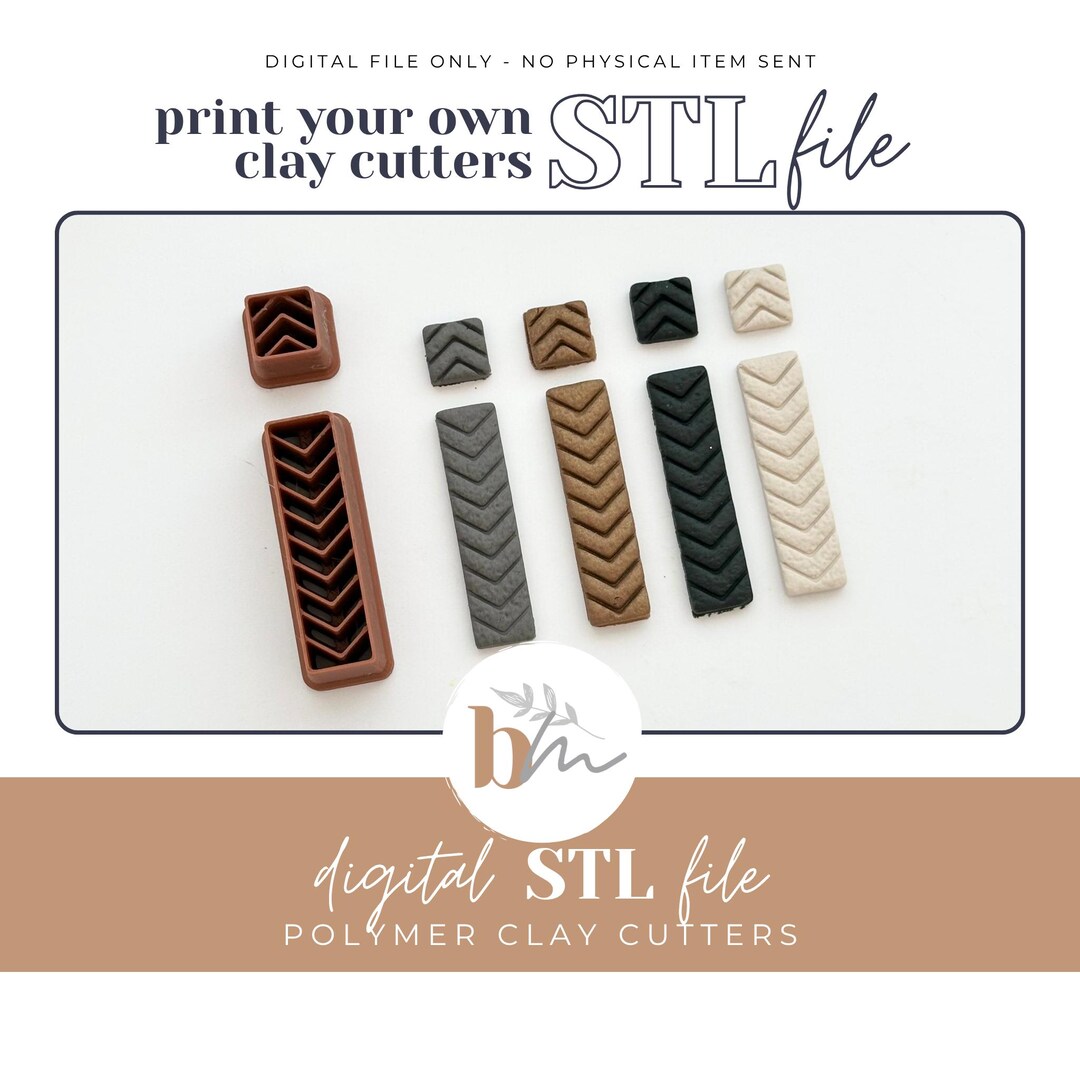 Skinny Chevron Rectangle Dangle Set | Digital STL File | Polymer Clay ...