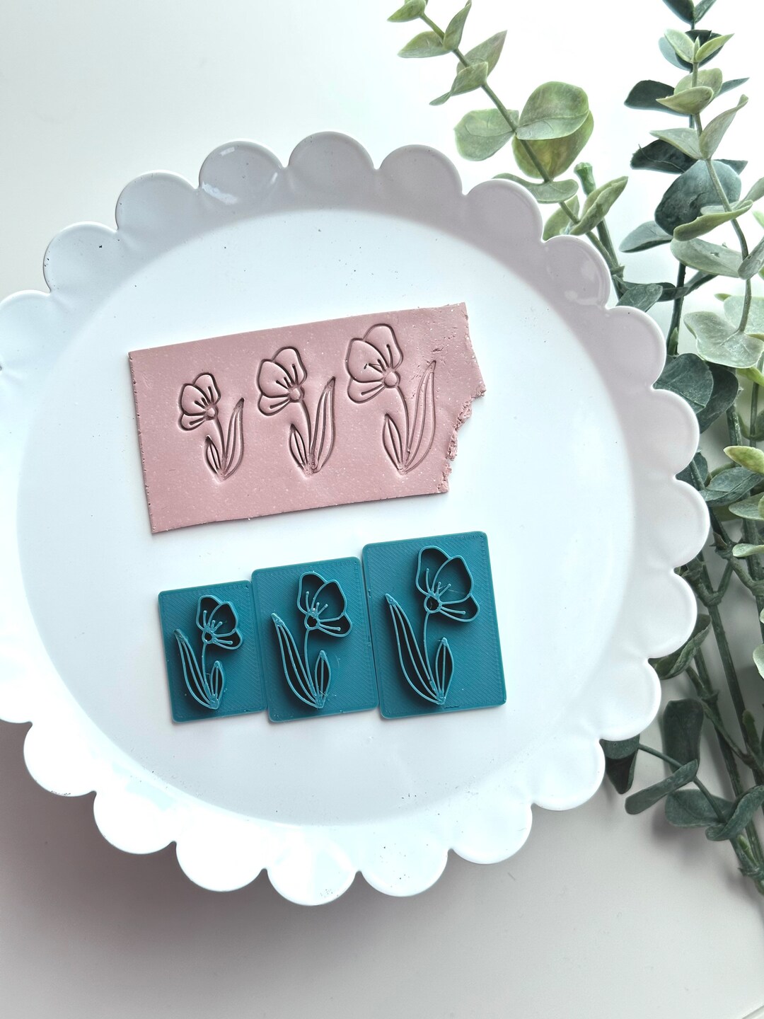 Peony Stem | Polymer Clay Stamp | Floral, Embossing Stamp - Etsy