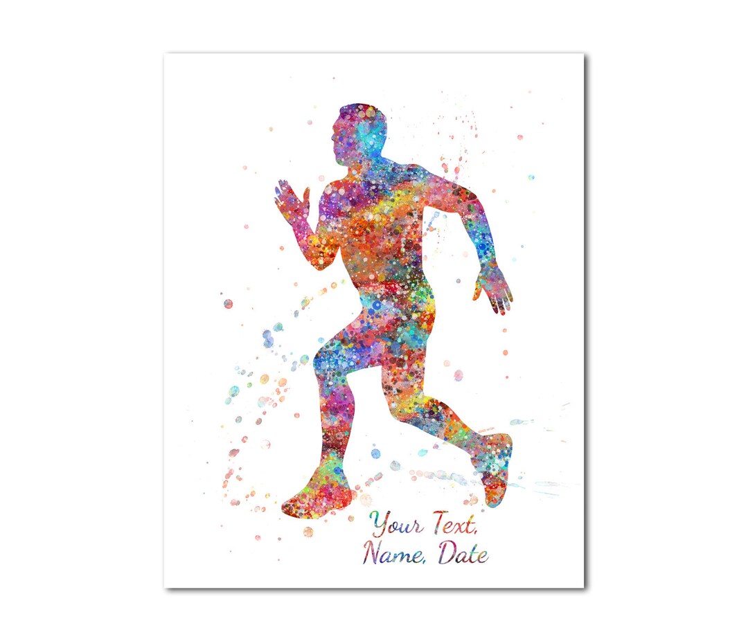 Male Runner Picture Sprinting Man Customized Custom Name Text Date ...