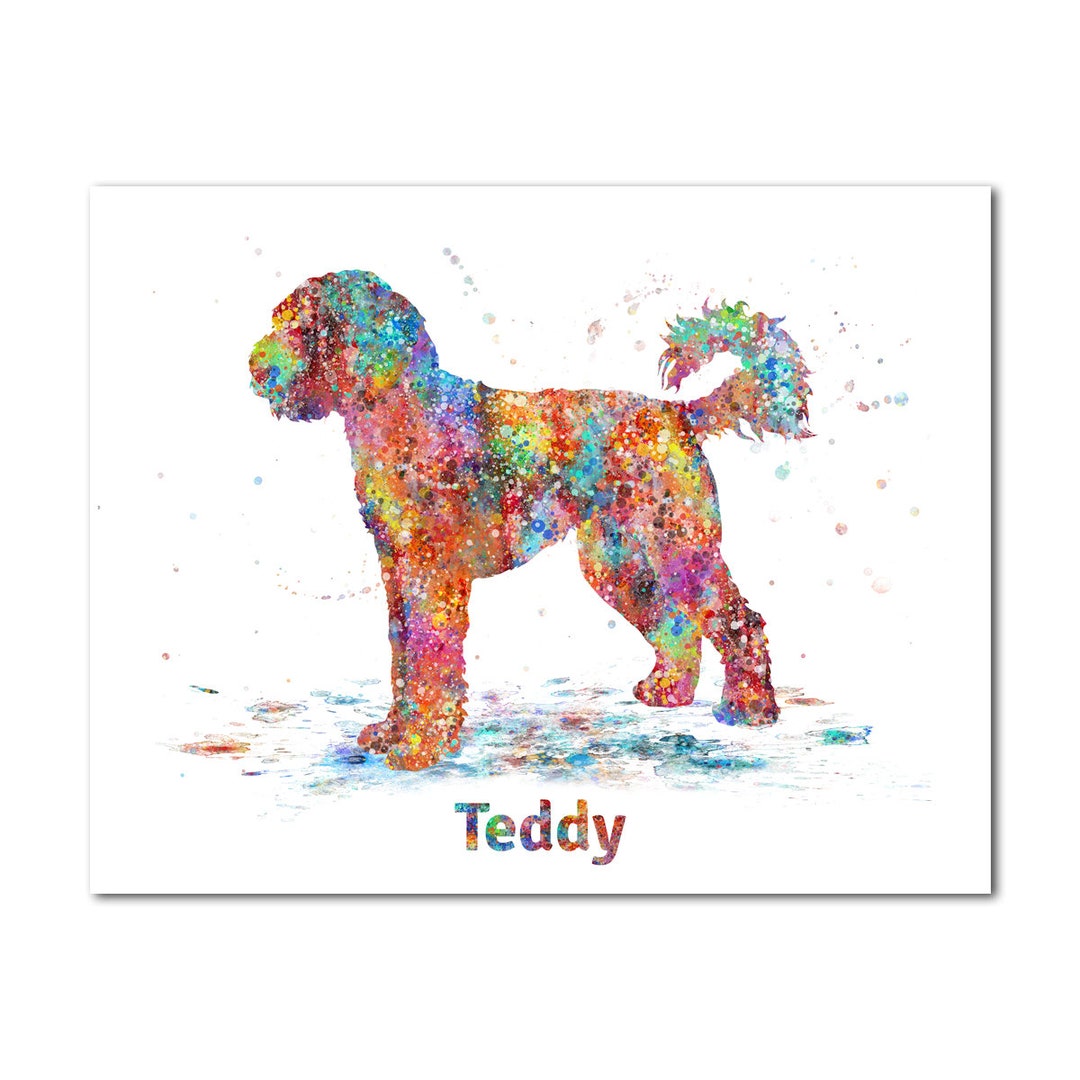 Goldendoodle Personalized Poster Dog Custom Name Painting Print ...