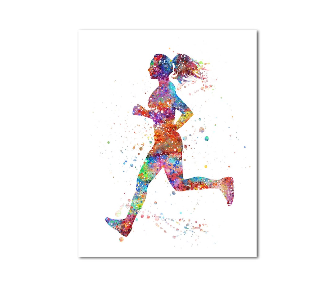 Female Runner Picture Sprinting Girl Art Poster Print Wall Art Decor ...