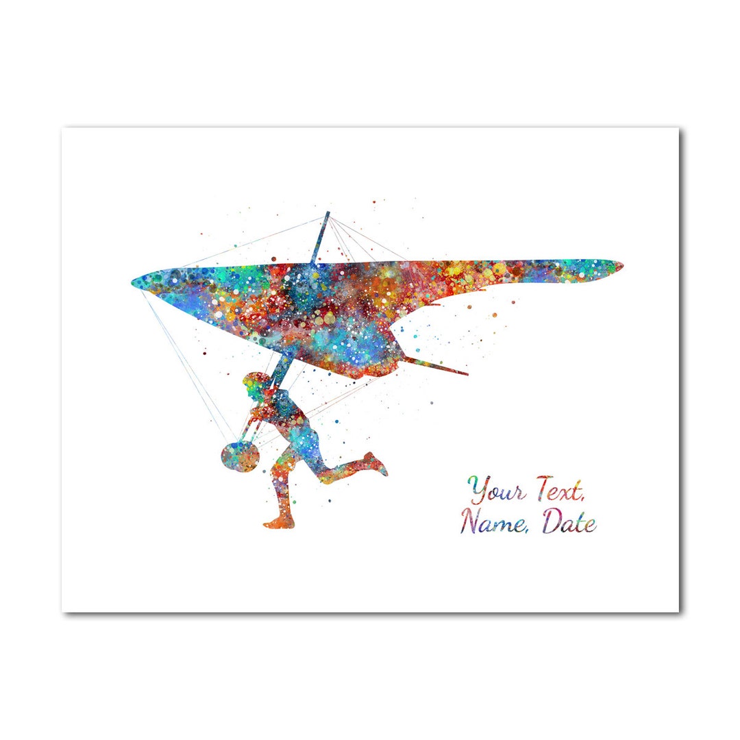 Male Hang Glider Painting Print Customized Custom Name Text Date Poster ...